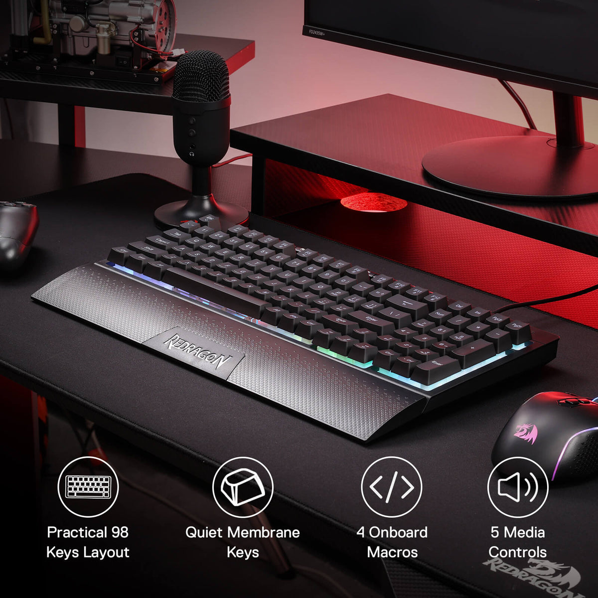 Redragon SHIVA K515 RGB 98 Keys Membrane Gaming Keyboard – Redragonshop