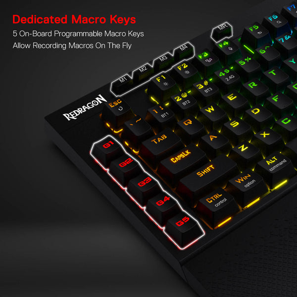 Redragon Wireless Gaming Keyboard | RGB Mechanical Keyboard | 87 Keys ...