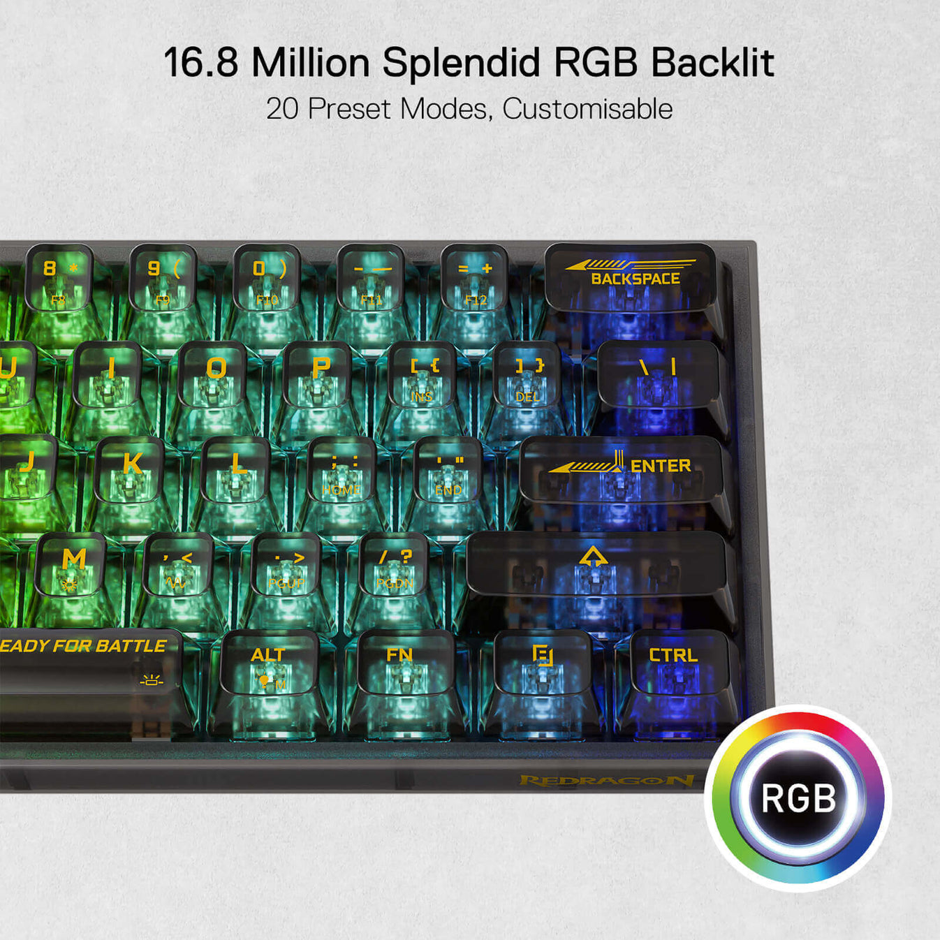 Redragon Fizz K617 SE 60% Full-Transparent Wired RGB Gaming Keyboard ...