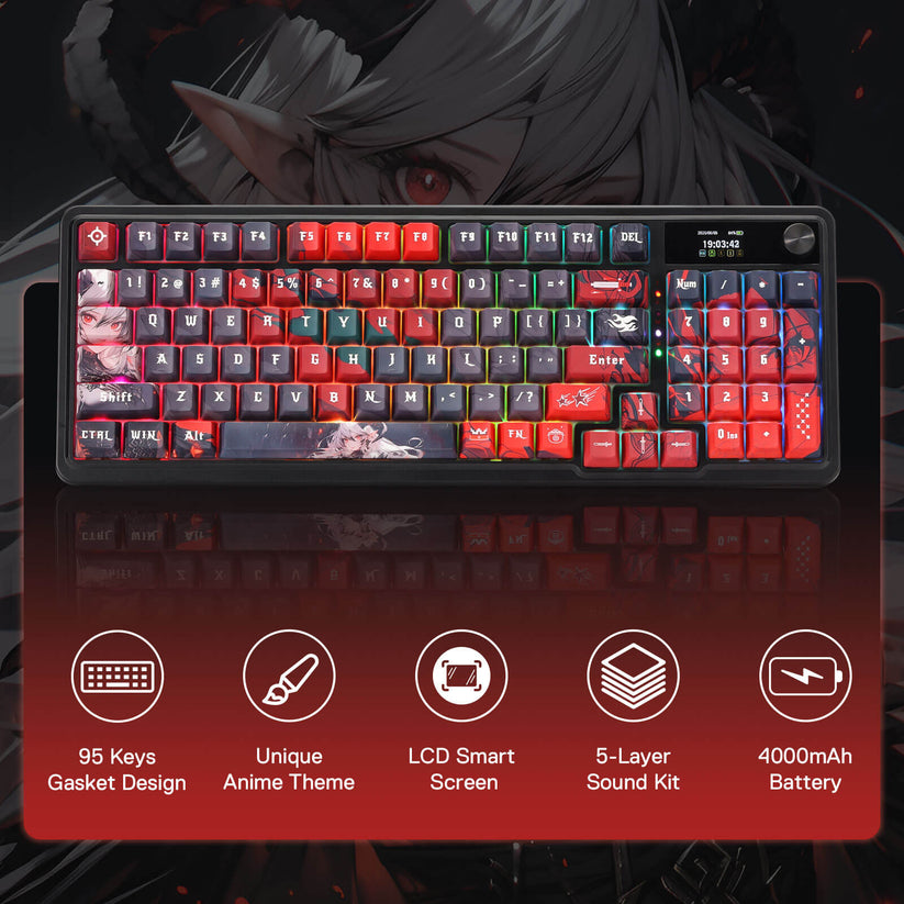 Redragon ARTEMIS K719 PRO 96% Anime Keyboard w/Smart Display & Knob ...
