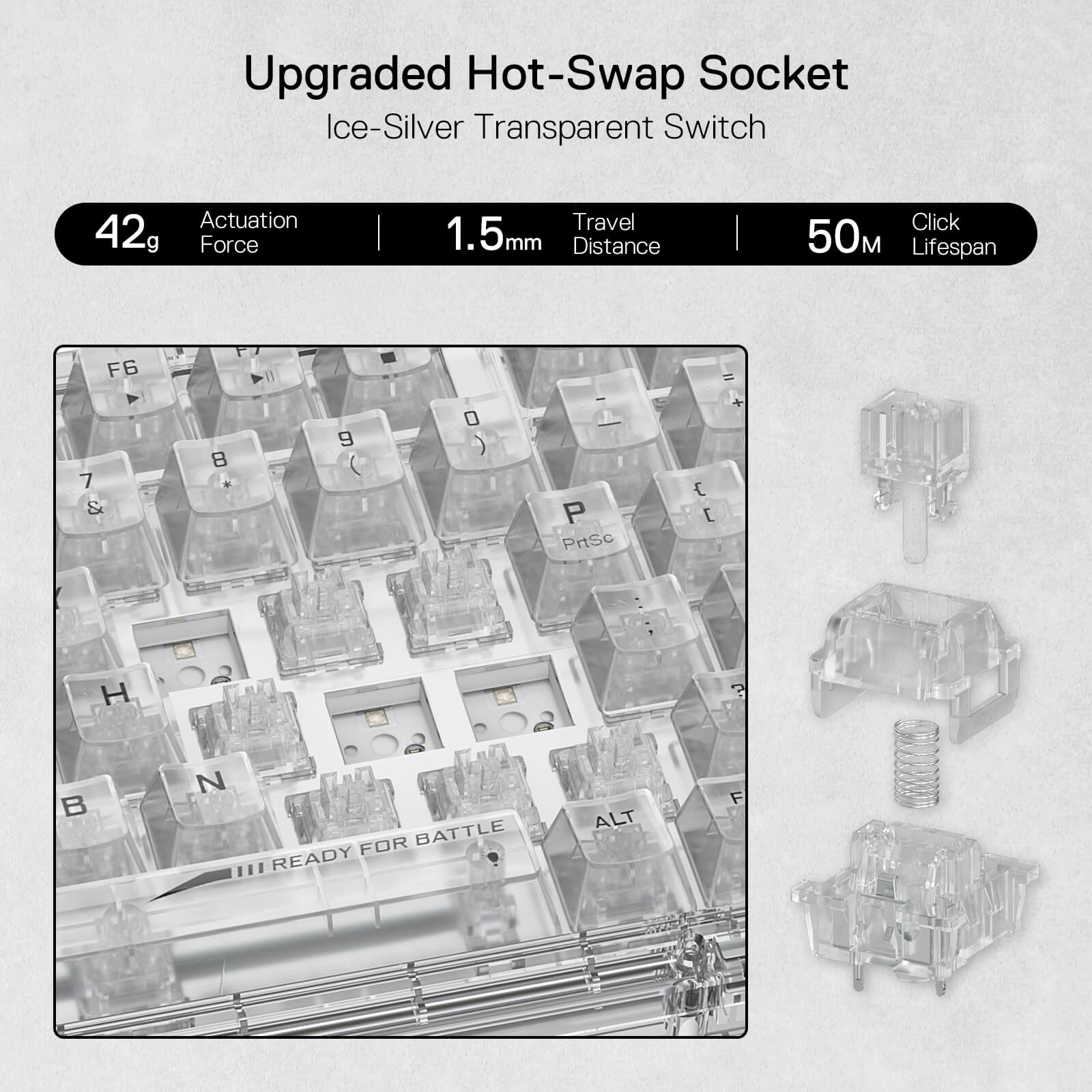 Redragon ELF PRO K649 Wireless Hot-Swappable Transparent Keyboard – Redragonshop