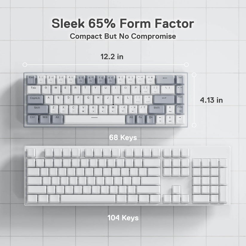 Redragon K631 65% Hot-Swap Mechanical Gaming Keyboard, Grey Color ...