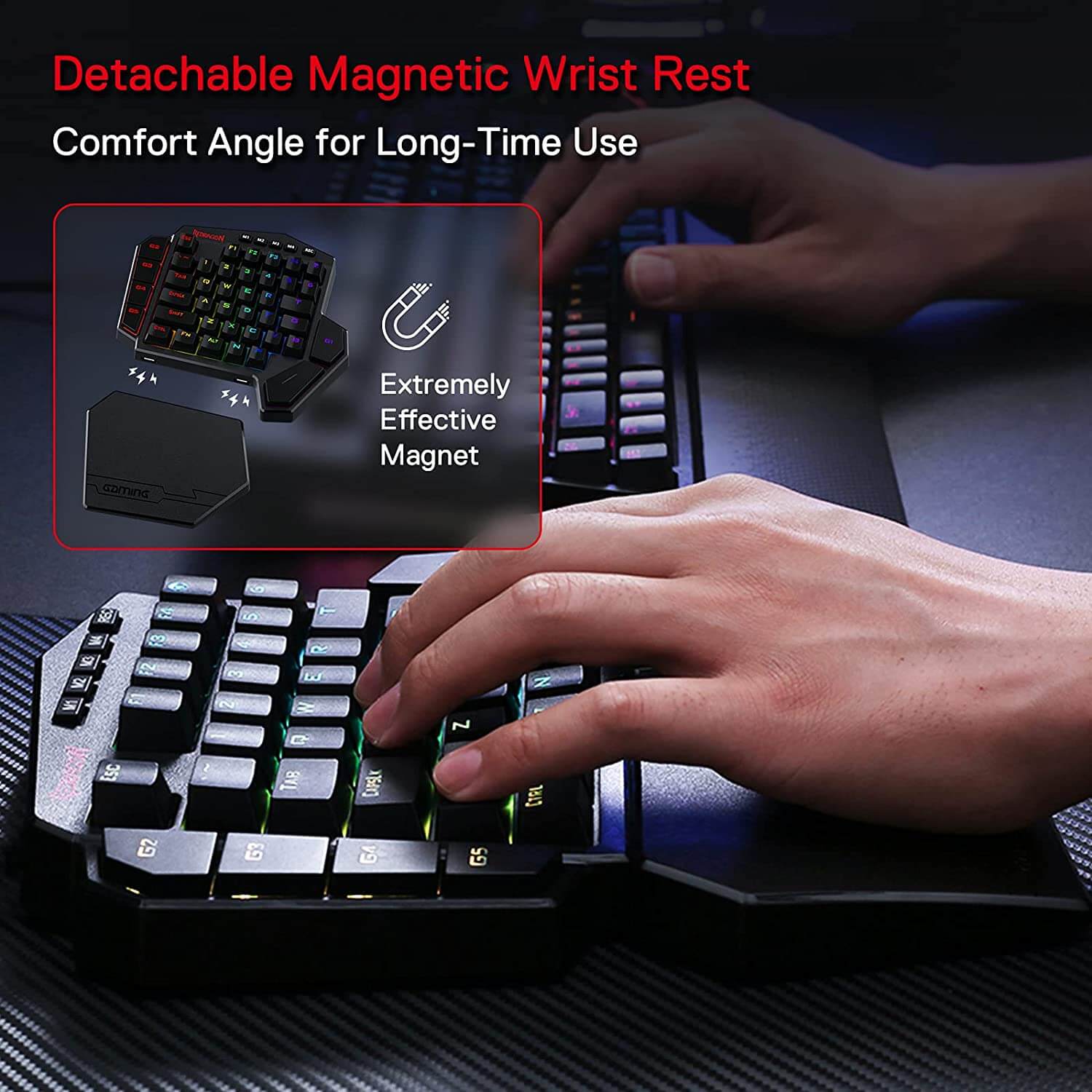 Redragon DITI K585 PRO Wireless 2.4Ghz RGB One-Handed Mechanical Gaming ...