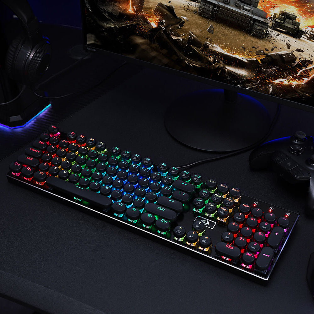 Redragon K556-RK Round Keys RGB LED Backlit Mechanical Gaming Keyboard ...
